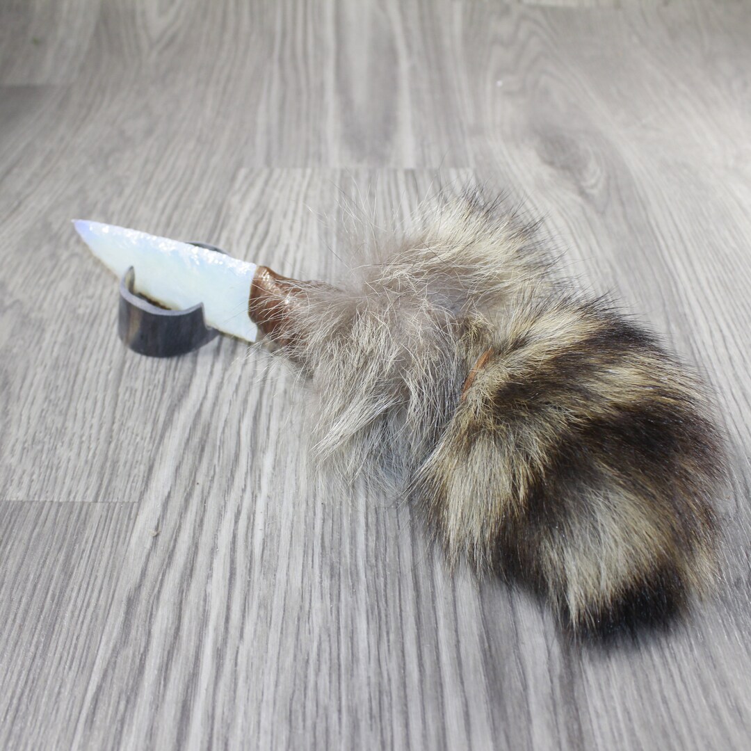 Raccoon Tail Handle Opalite Blade Ornamental Knife 2043 Mountain Man ...