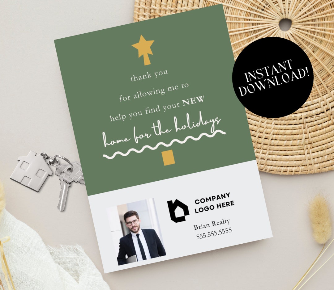 Realtor Christmas Cards, Real Estate Agent Thank You Card, Realtor ...
