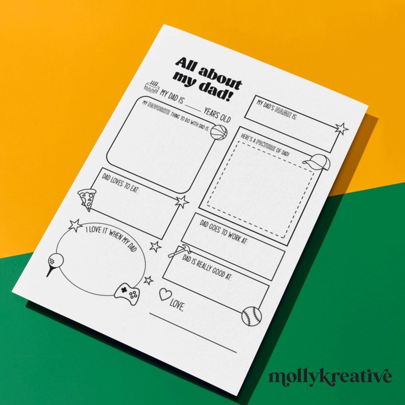 All About Dad -- Instant Download - 8.5x11 - Father's Day Print and ...