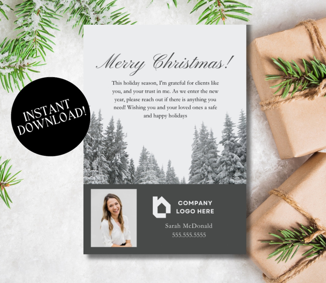 Client Christmas Cards, Real Estate Agent Thank You Card, Realtor ...