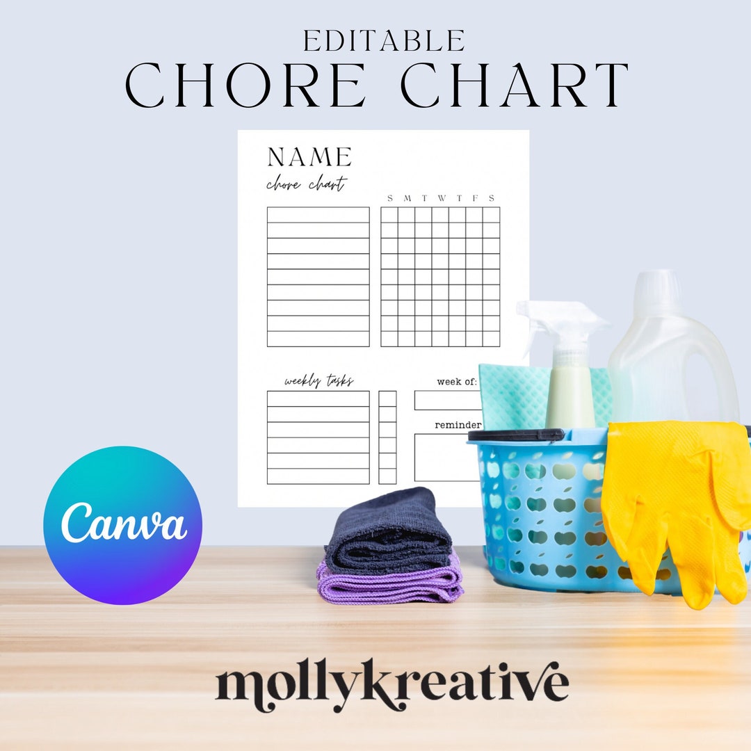 Kid's Editable Chore Chart - for Busy Kids and Families! - Etsy