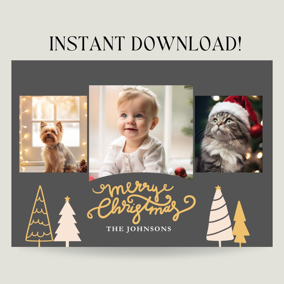 Christmas Trees Card Template, Holiday Card Template, Photo Card ...