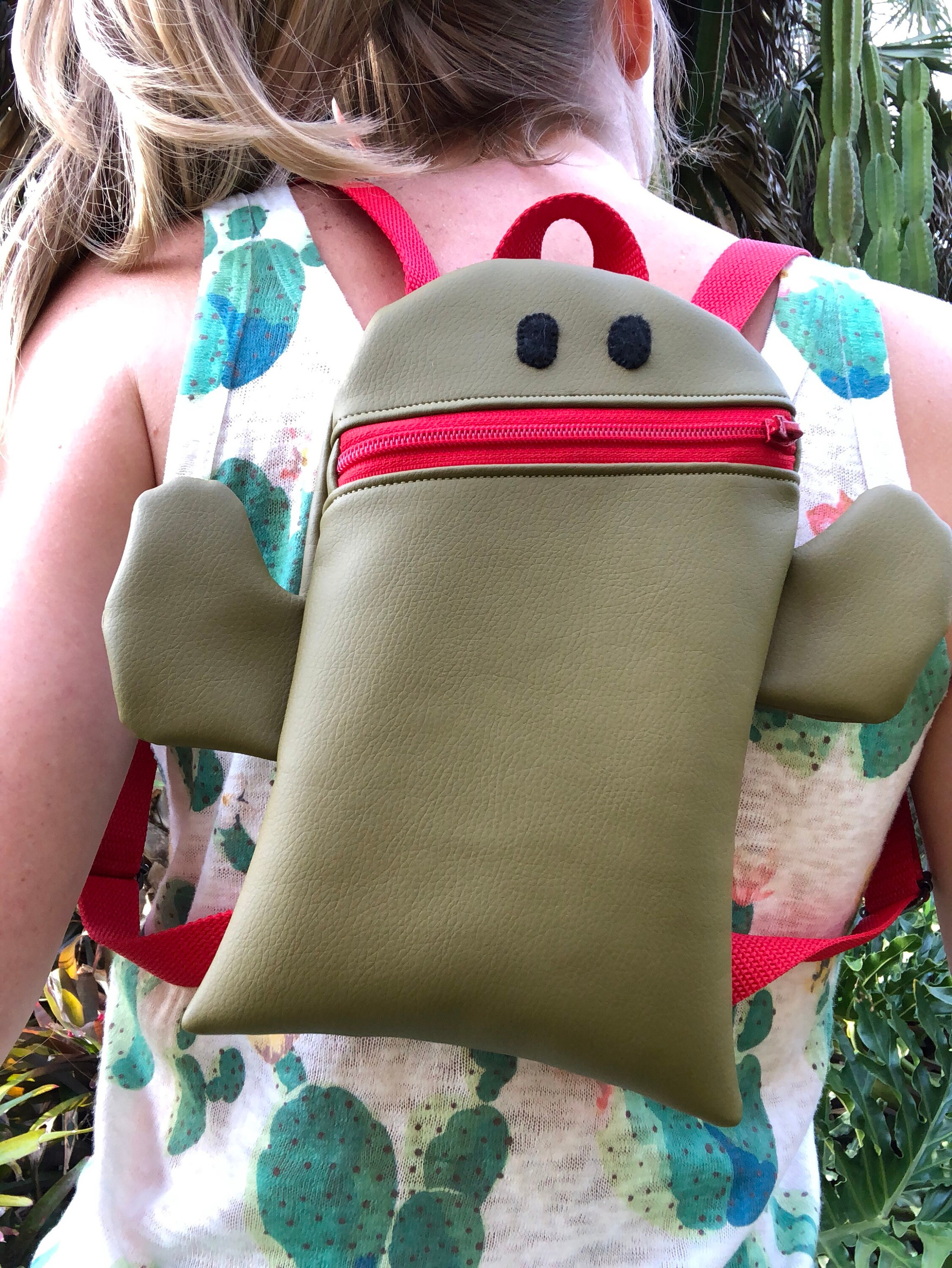 Vegan Leather Backpack Cactus Pleather Fashion Backpack - Etsy