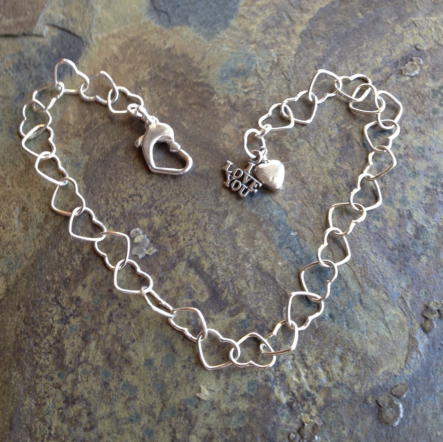 Heart Bracelet in Sterling Silver, Valentine'sday, Handmade Jewelry ...
