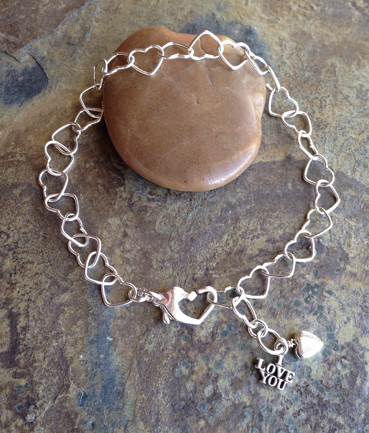 Heart Bracelet in Sterling Silver, Valentine'sday, Handmade Jewelry ...