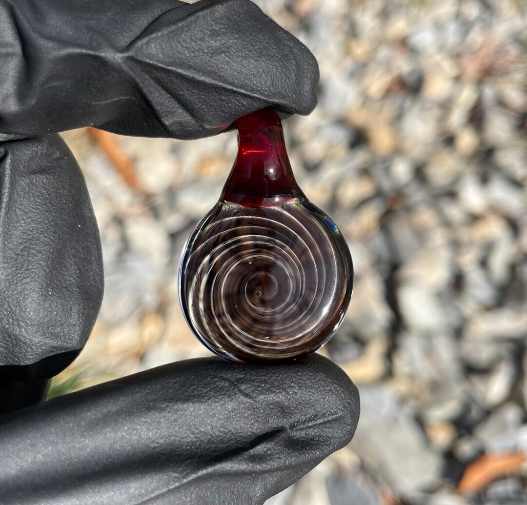Black Spiral Pendant With Red Loop -handmade Glass Necklace Pendant ...