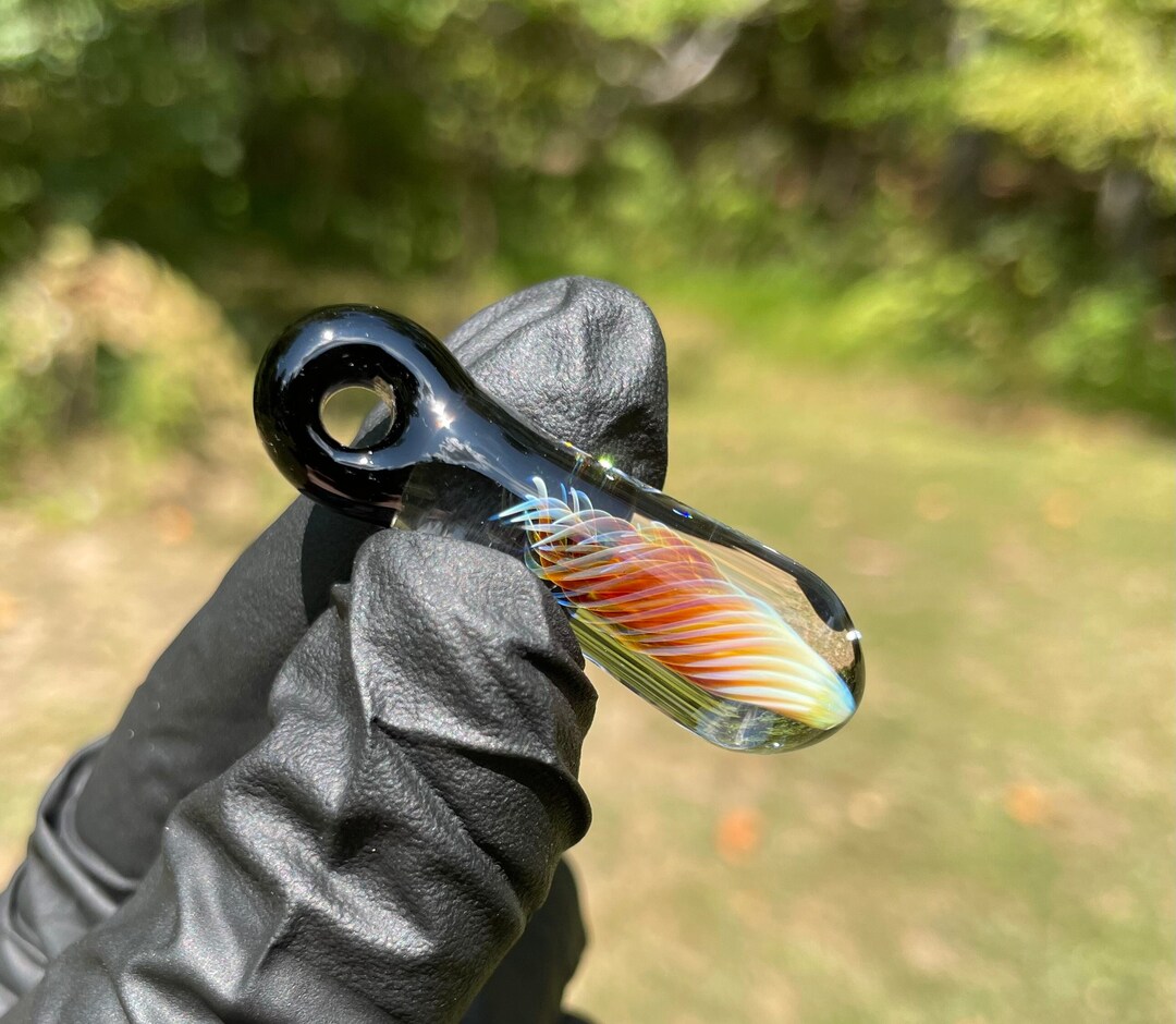 Glass Fire Pendant- Small Hand Blown Glass Necklace Pendant, Color ...