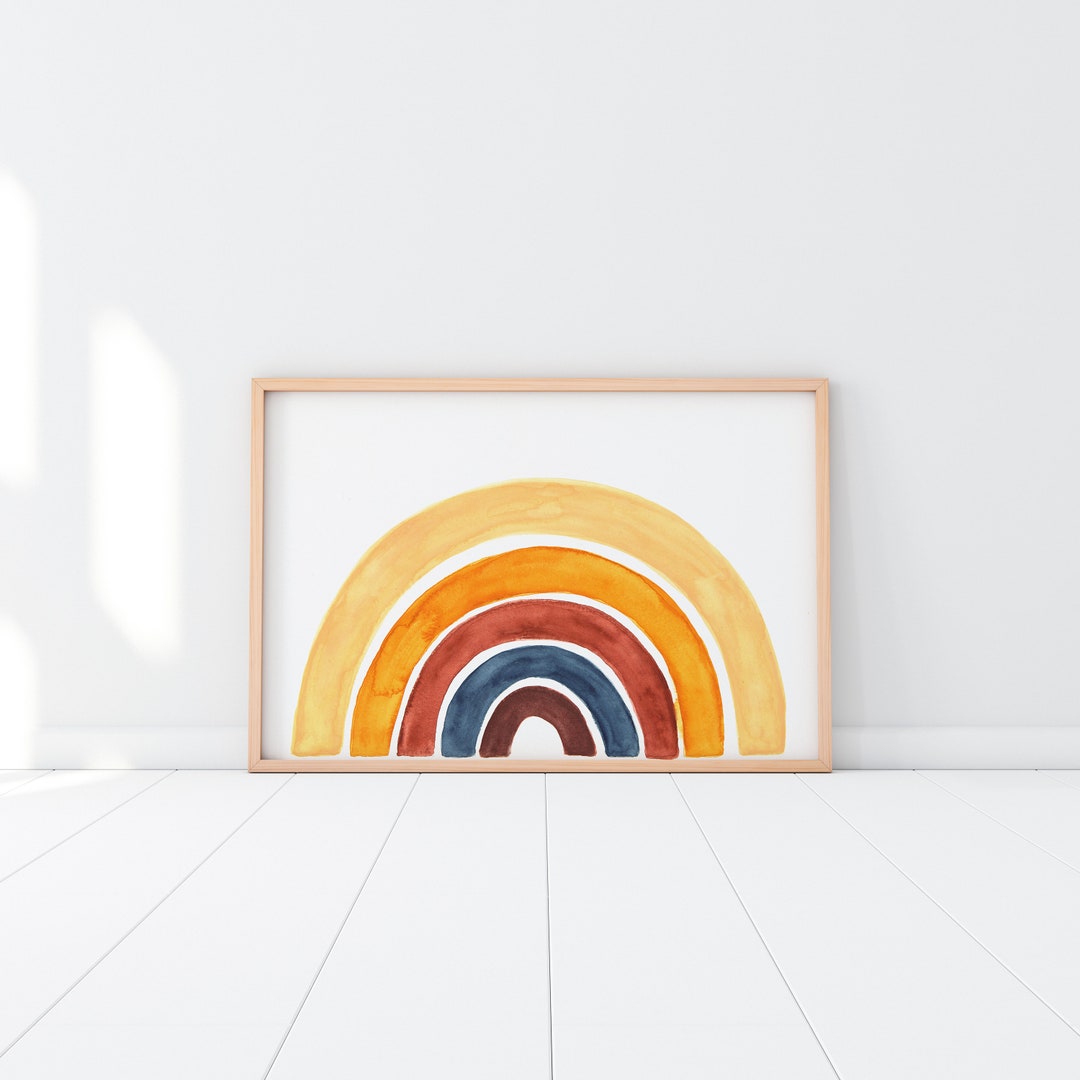 Rainbow Print, 70s Style Art, Rainbow Art, Watercolor Rainbow, Love is ...