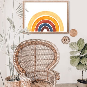 Rainbow Print, 70s Style Art, Rainbow Art, Watercolor Rainbow, Love is ...