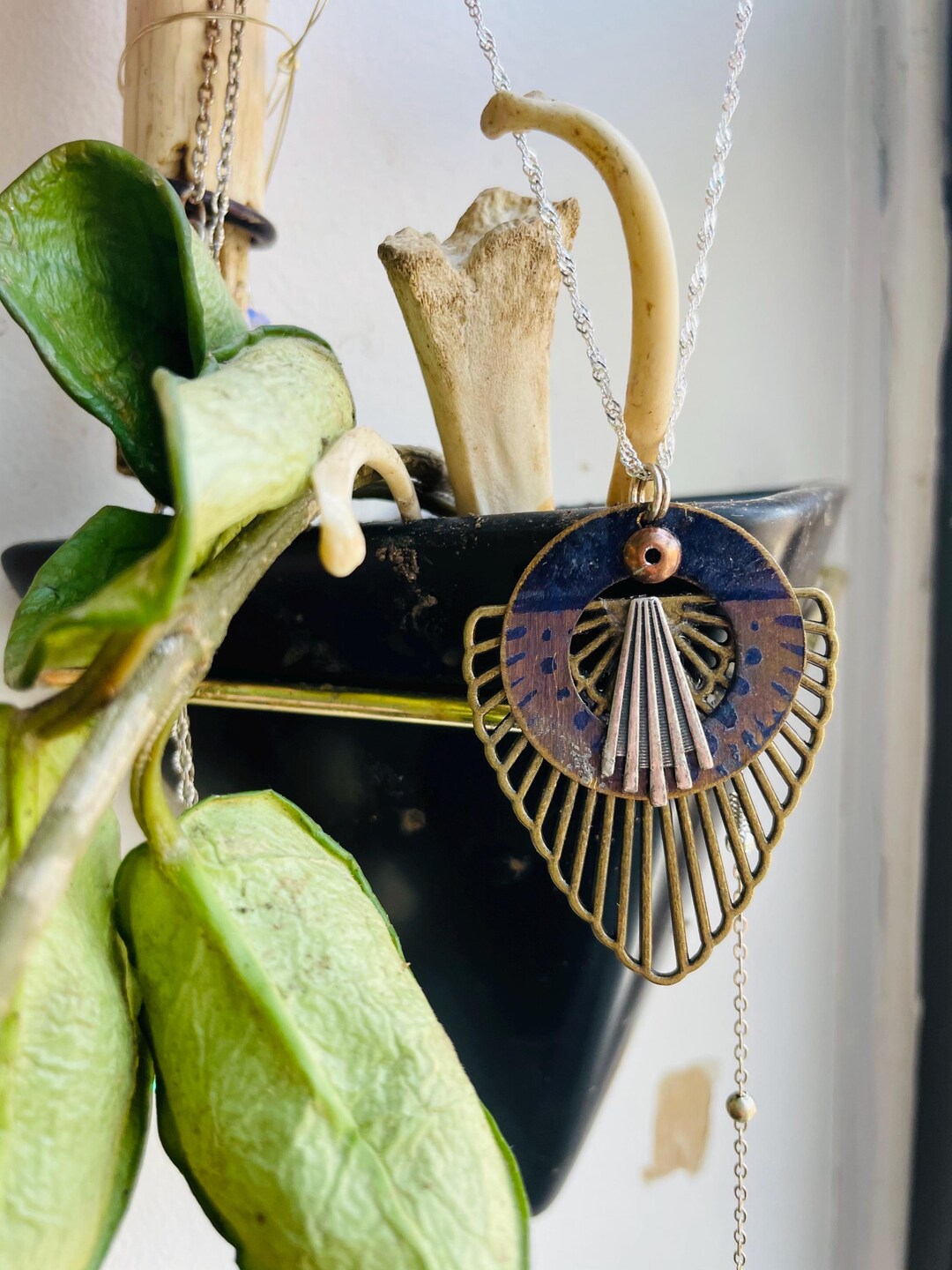 24k Gold Art Deco Pendant Necklace Metalwork - Etsy