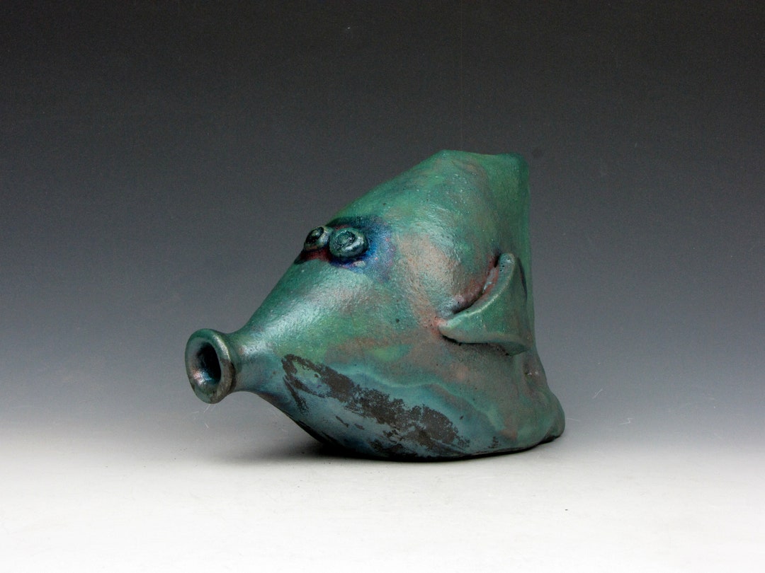 Raku Fish Fun Turquiose and Copper Mask Raku 4 - Etsy