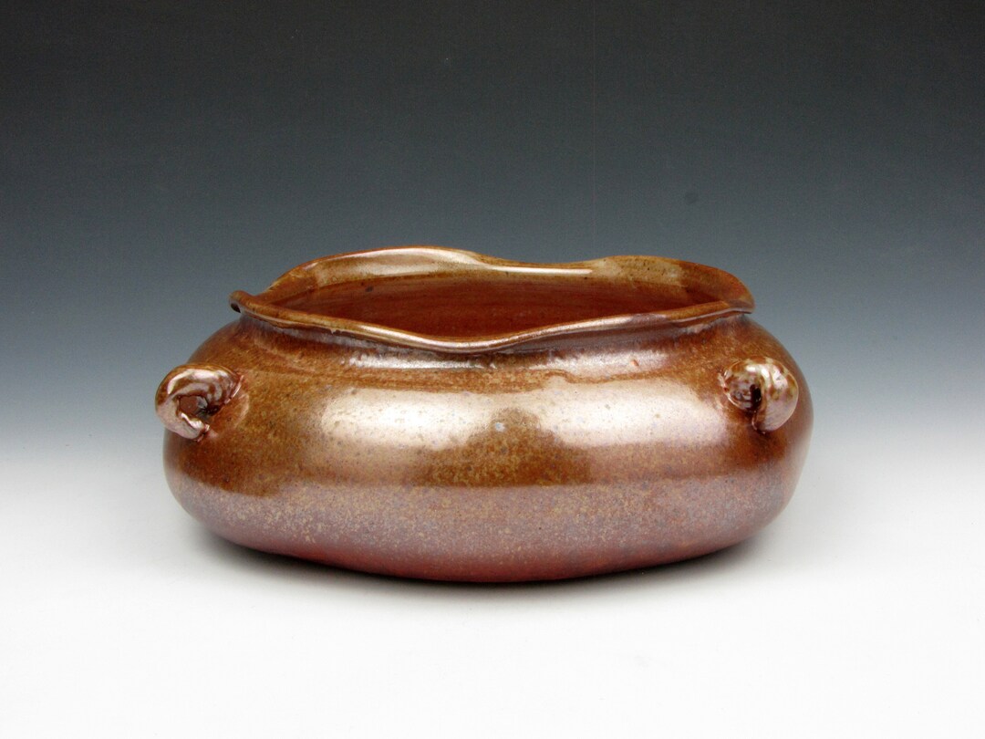 Wavy Rimmed Vessel Low Vessel Shino Pot Fired on Shells - Etsy