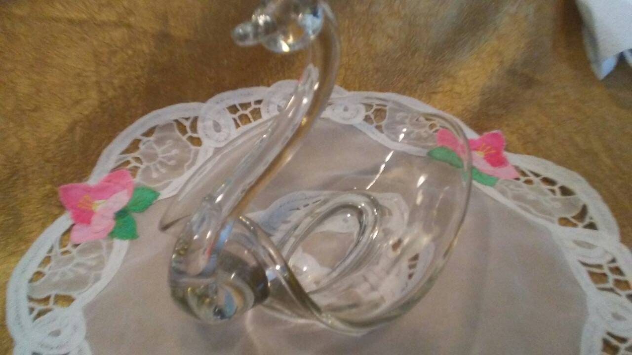 Clear Glass Swan Dish - Etsy