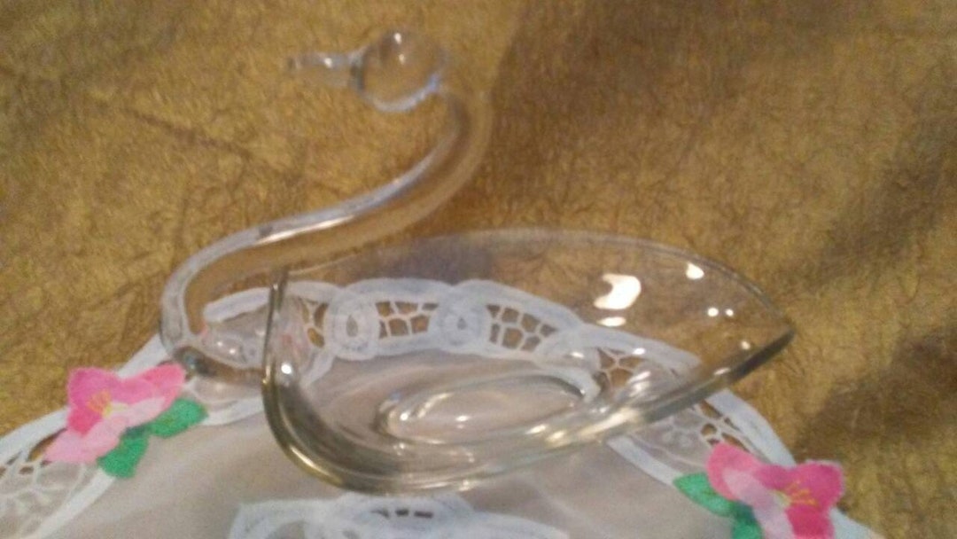 Clear Glass Swan Dish - Etsy