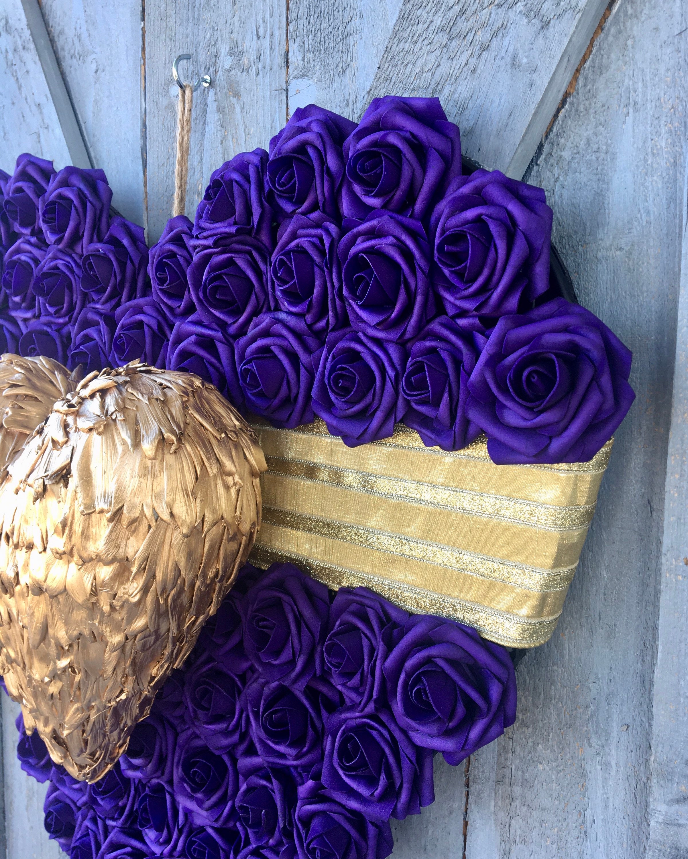 Purple Roses Wreath Heart Shaped Wreath Heart Anniversary | Etsy