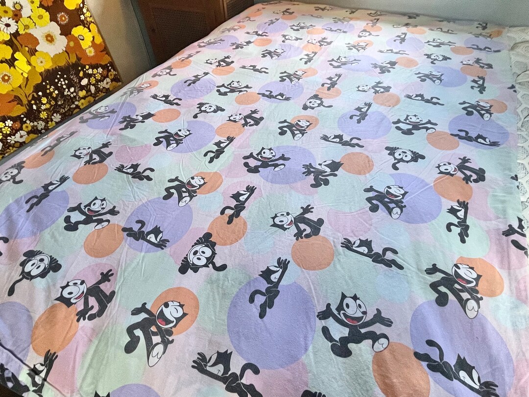Felix the Cat Vintage Single Bed Doona Duvet Quilt Cover Pastel Apricot ...
