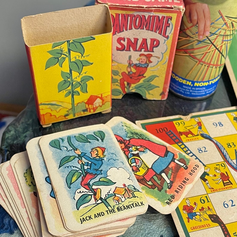 Antique 1950s Board Games Snakes & Ladders Circus Snap Happy Families ...