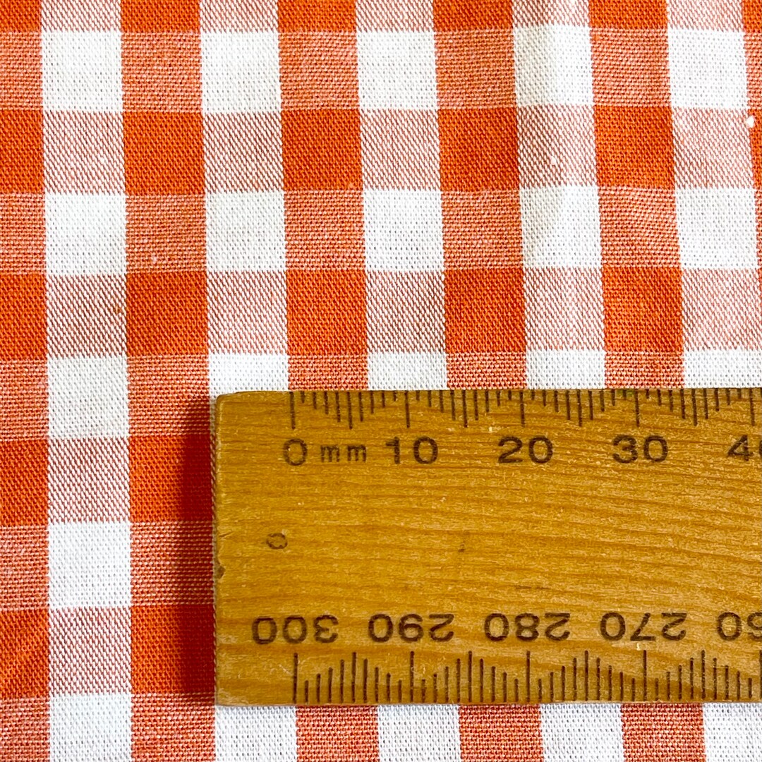 Orange Mini Check 100% Cotton Fabric Orange White Check Picnic, Orange ...