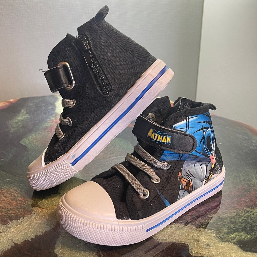 Kids Hi Top Sneakers Shoes Batman Blue Yellow DC Comics Size 8 Unisex ...