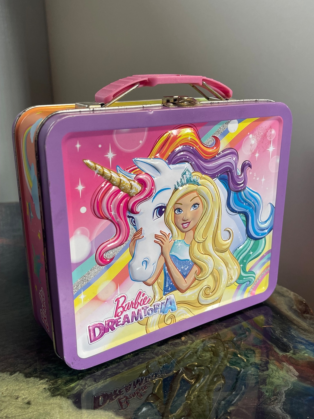 Barbie Dreamtopia Tin Lunch Box 2018 Mattel Rectangular Tin Metal Carry ...