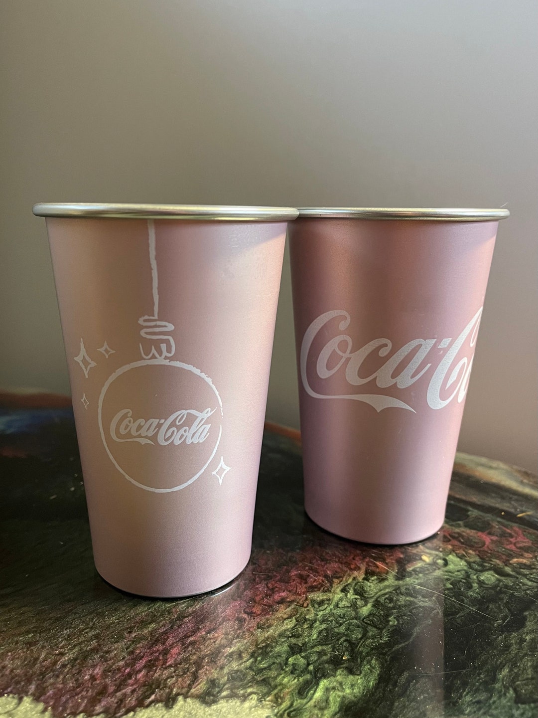 Coca Cola Pink Aluminium Colour Changing Cups Set of 2 Christmas Coke ...