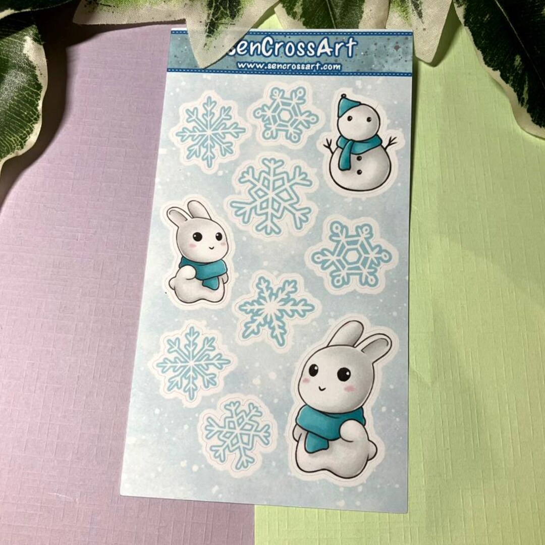 Snow Bunny Sticker Sheet - Etsy