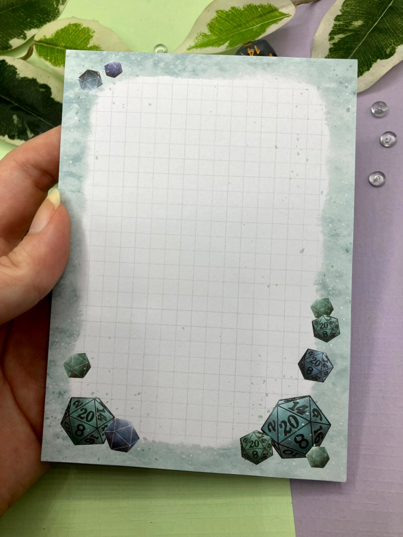 D20 Dice Stationery Bundle, A6 Memo Pad, A6 Notebook, Bookmark, Sticker ...
