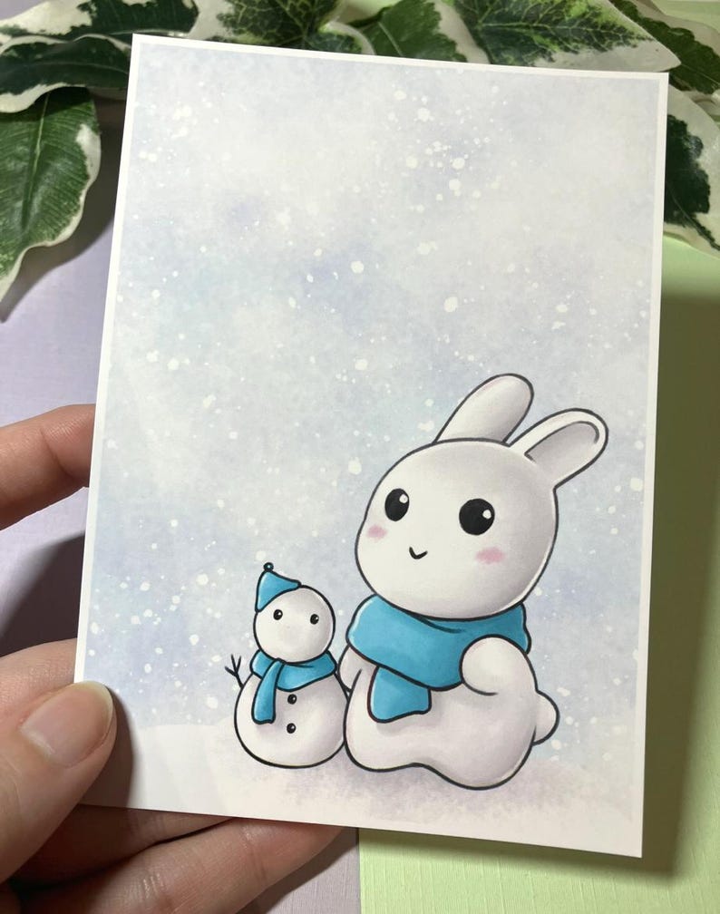 Cute Snow Bunny Art Print - Etsy