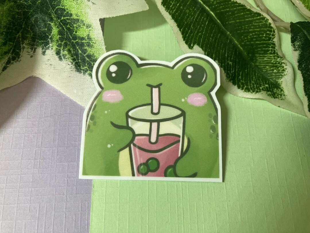 Boba Frog Glossy Sticker - Etsy