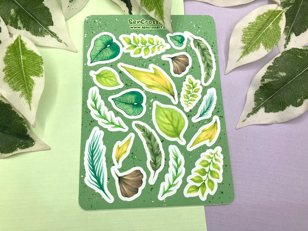 Green Leaf Sticker Sheet - Etsy