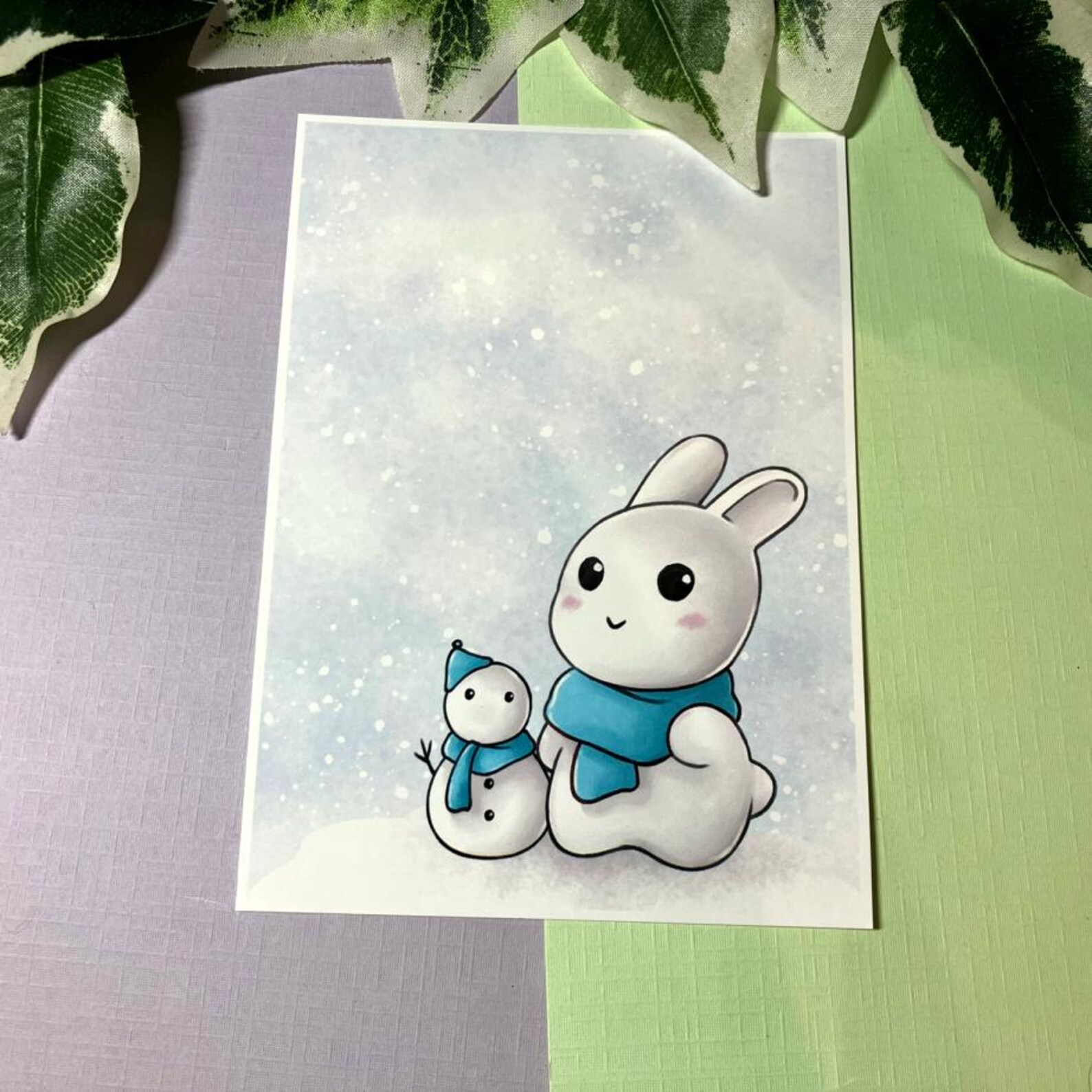 Cute Snow Bunny Art Print - Etsy