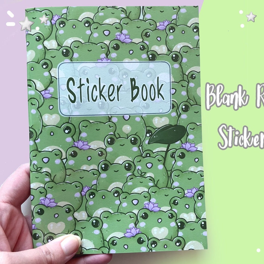 Reusable Blank A5 Stickerbook, Handmade Cute Frogs Sticker Book With 40 ...