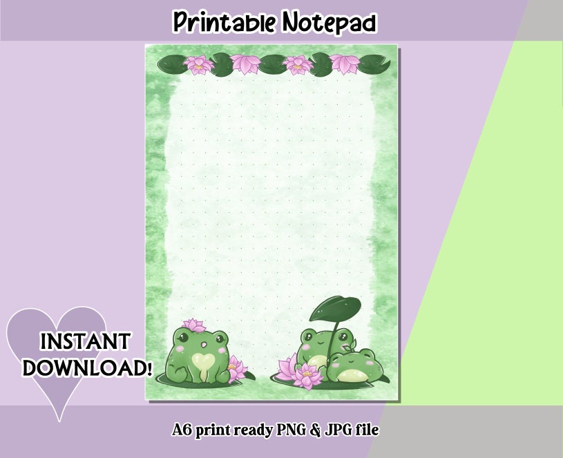 Printable Cute Notepad, Frog Notepad Paper - Etsy