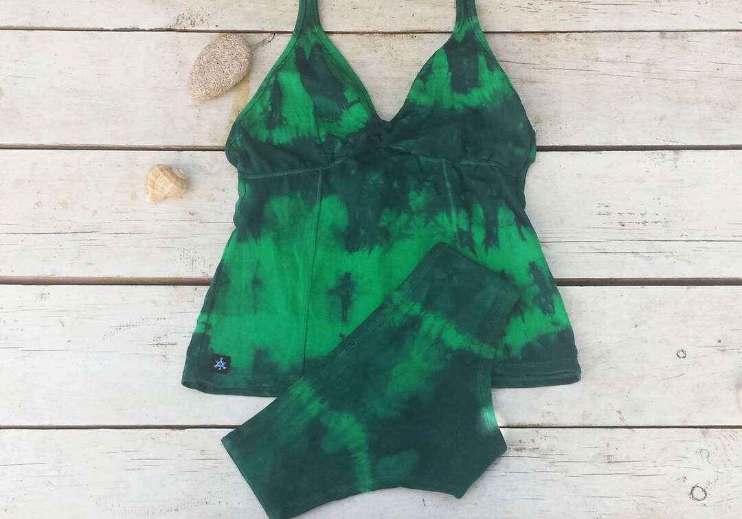 Green Tankini, Two Piece Swimsuit, Tankini Set, Tie Dye Bathing Suit ...