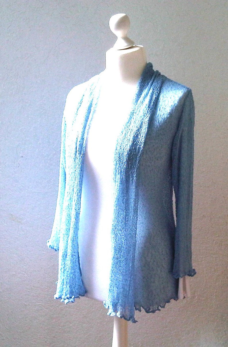 Ladies Knitted Blazer Blue Jacket Scarf Cardigan MALIBU BLUE Shawl ...