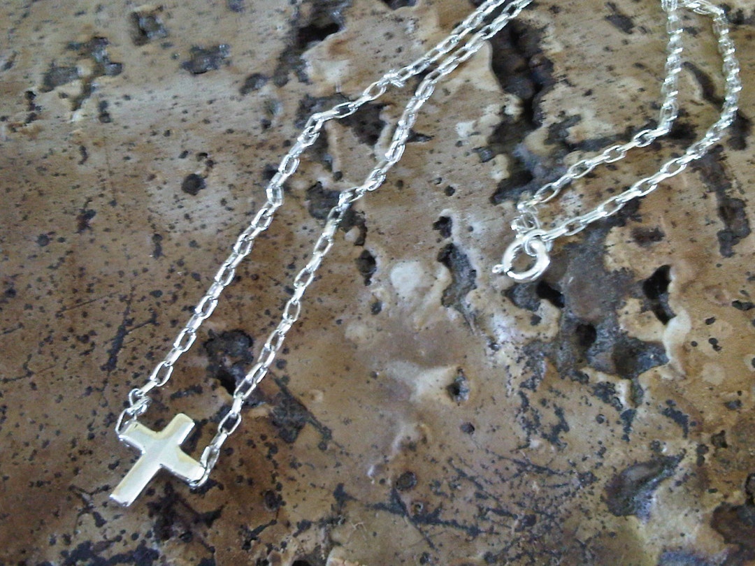 Choker Cross Chain - Small Silver Cross 925 - Short Sterling Silver ...