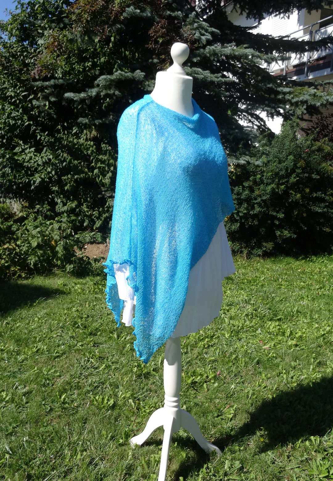 Fineknit Poncho Turquoise Cape Must Have Accessory Women Clothing ...