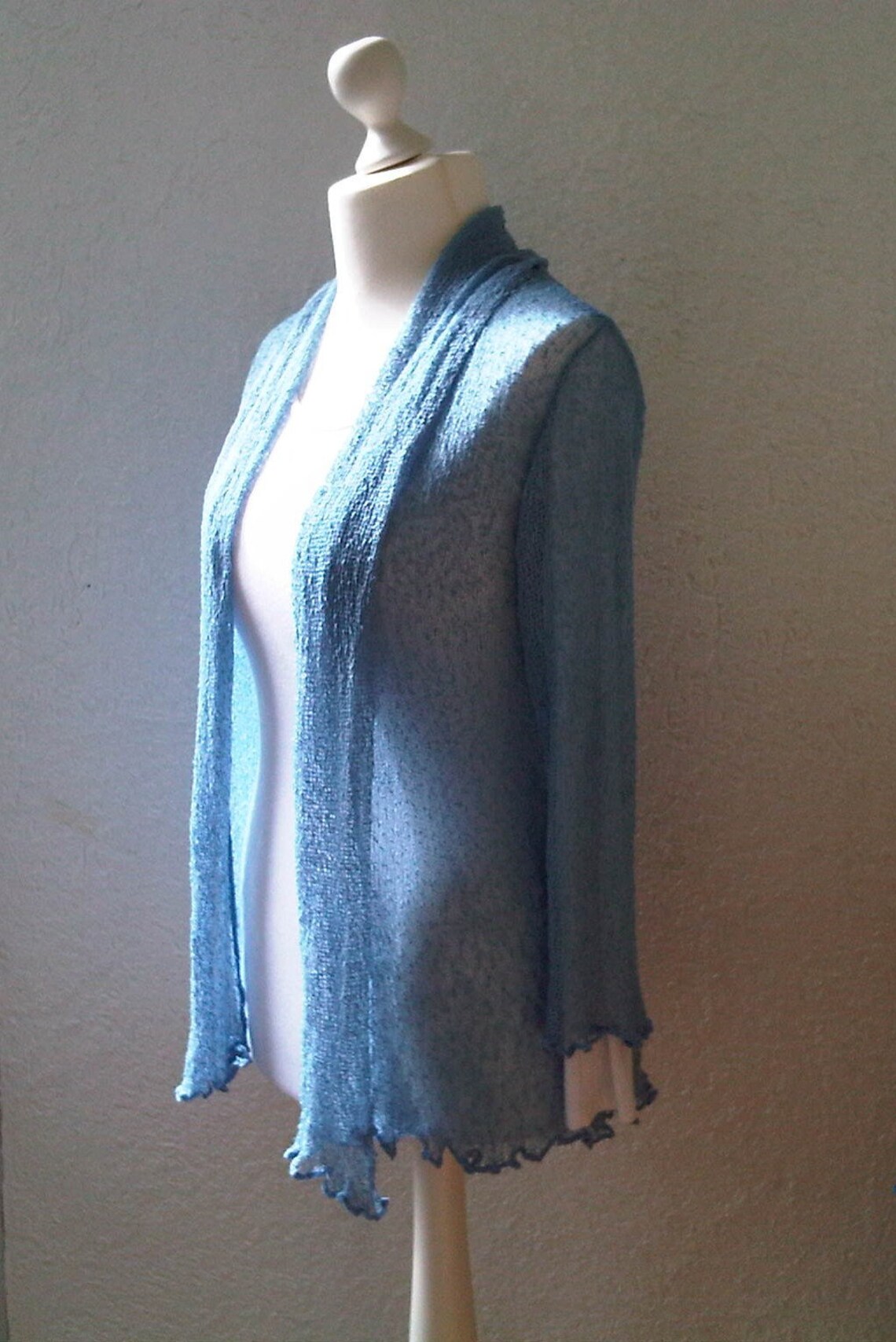Ladies Knitted Blazer Blue Jacket Scarf Cardigan MALIBU BLUE Shawl ...