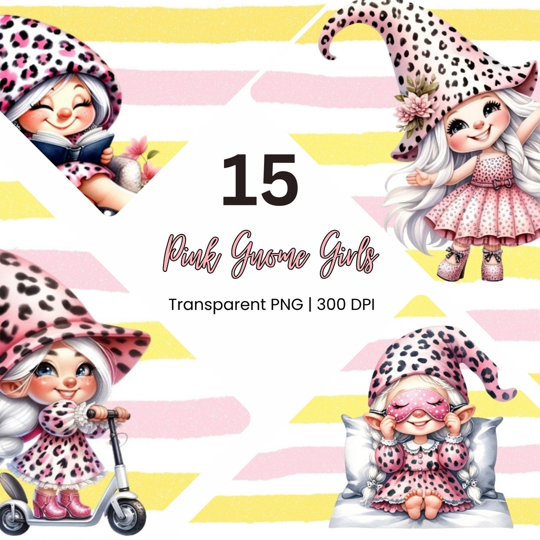 Pink Gnome Girl Clipart,personal and Commercial Use, Transparent Pngs ...