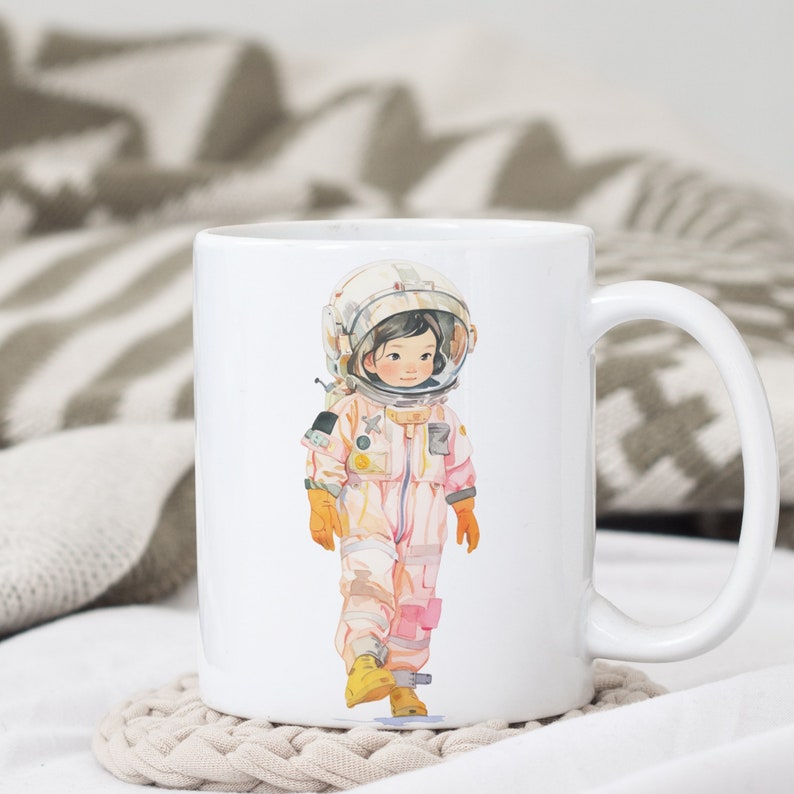 Watercolor Girl Astronaut Clipart, Outer Space Clipart, Asian Girl ...
