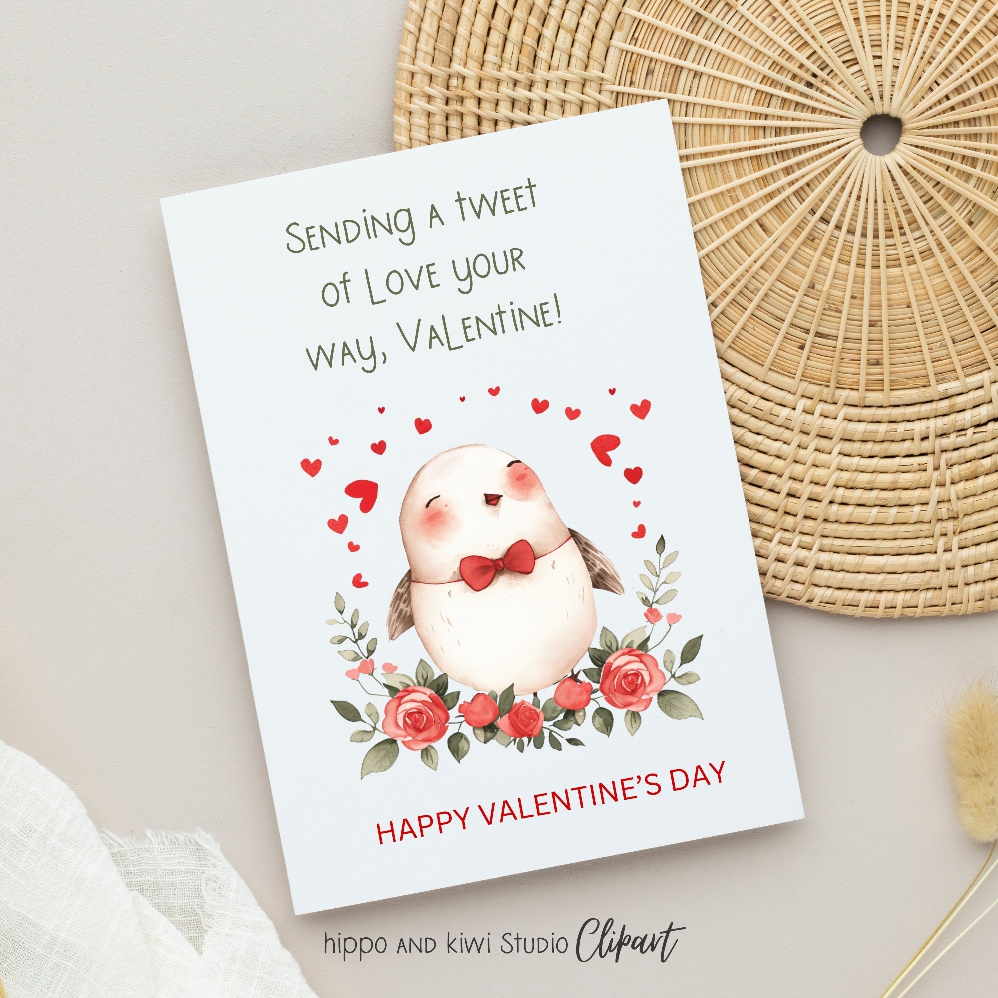 Watercolor Valentine Bird Clipart, Valentine's Day Bird Clipart, Bird ...