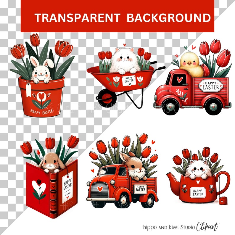 Easter Animals Clipart, Transparent Pngs, Commercial Use - Etsy
