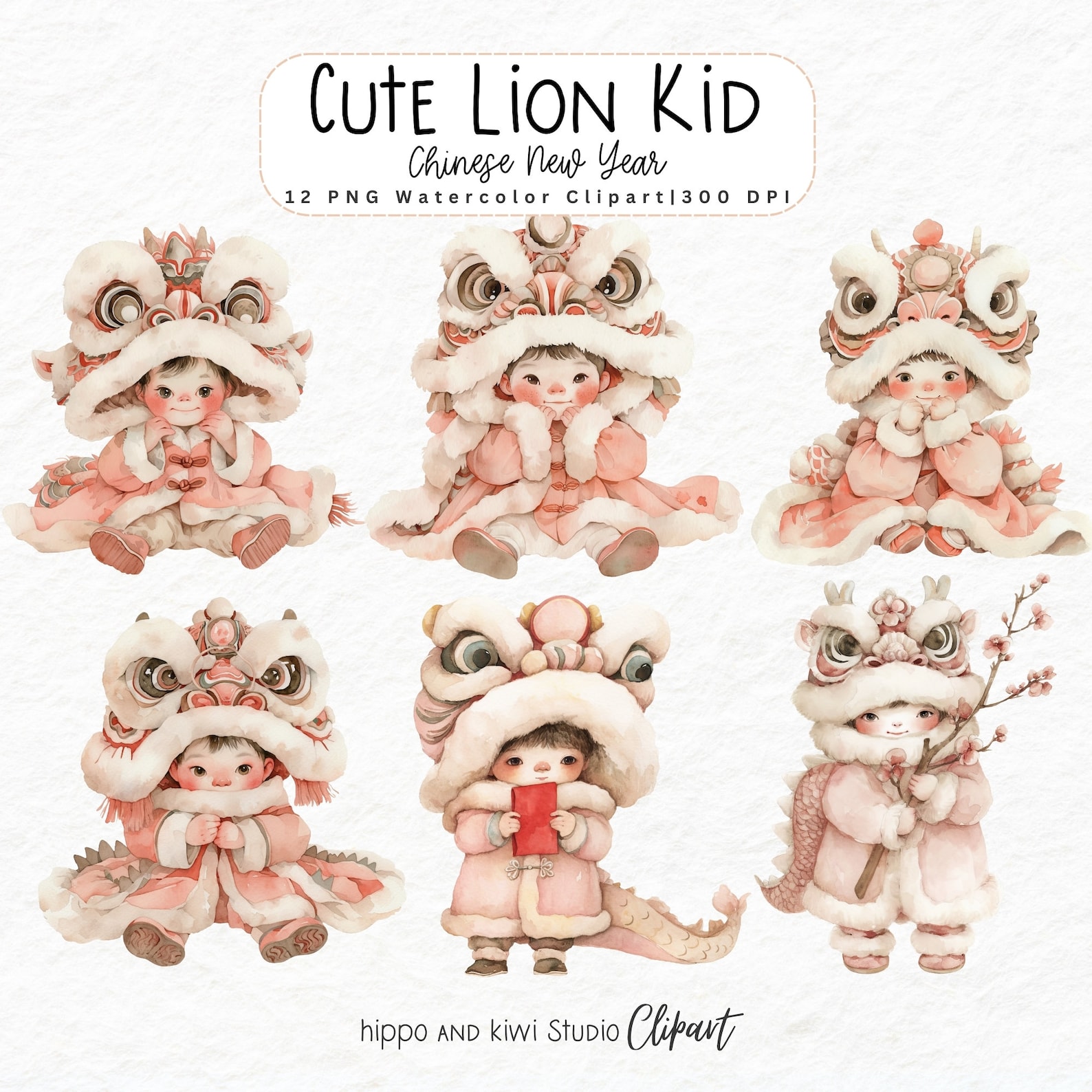 Chinese New Year Clipart, 2024 Chinese New Year, Pink Lion Dance ...