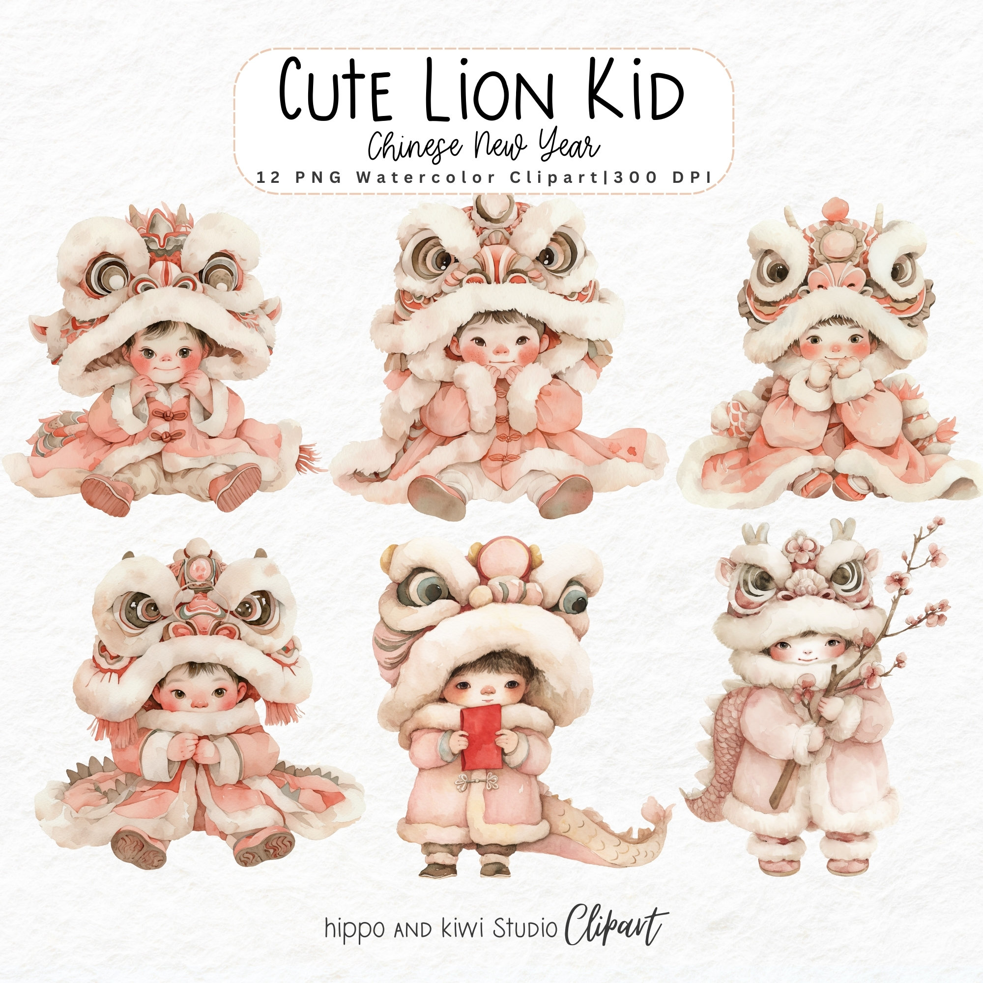 Chinese New Year Clipart, 2024 Chinese New Year, Pink Lion Dance ...