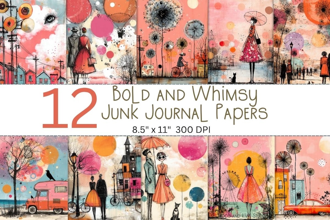 Bold and Whimsy Junk Journal / Scrapbook Papers for Personal and ...
