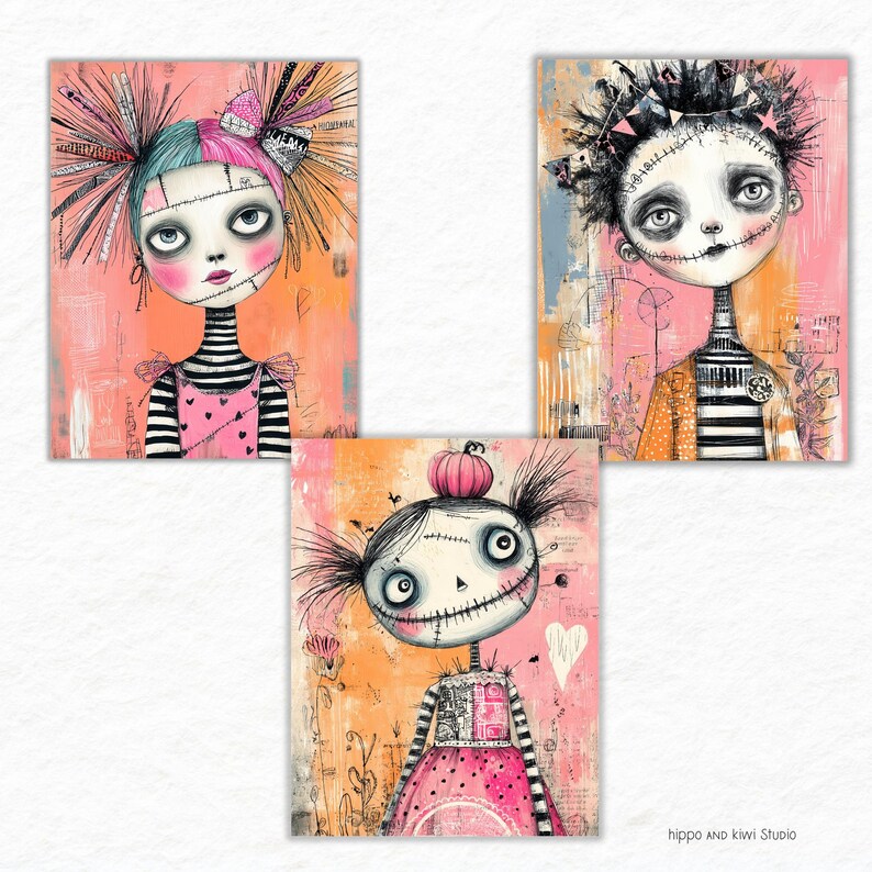 Ragdoll Zombies Halloween Junk Journal / Scrapbook Papers for Personal ...