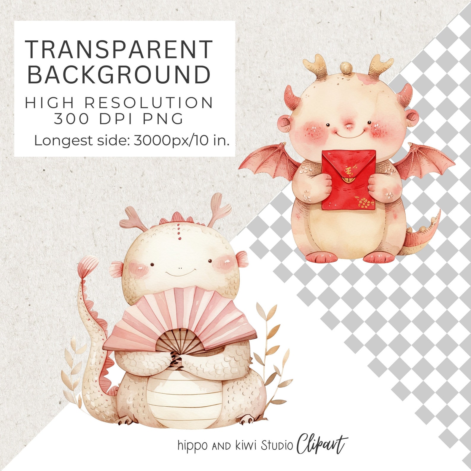 2024 Chinese New Year Clipart, Cute Dragon Clipart, Pink Dragon for New ...