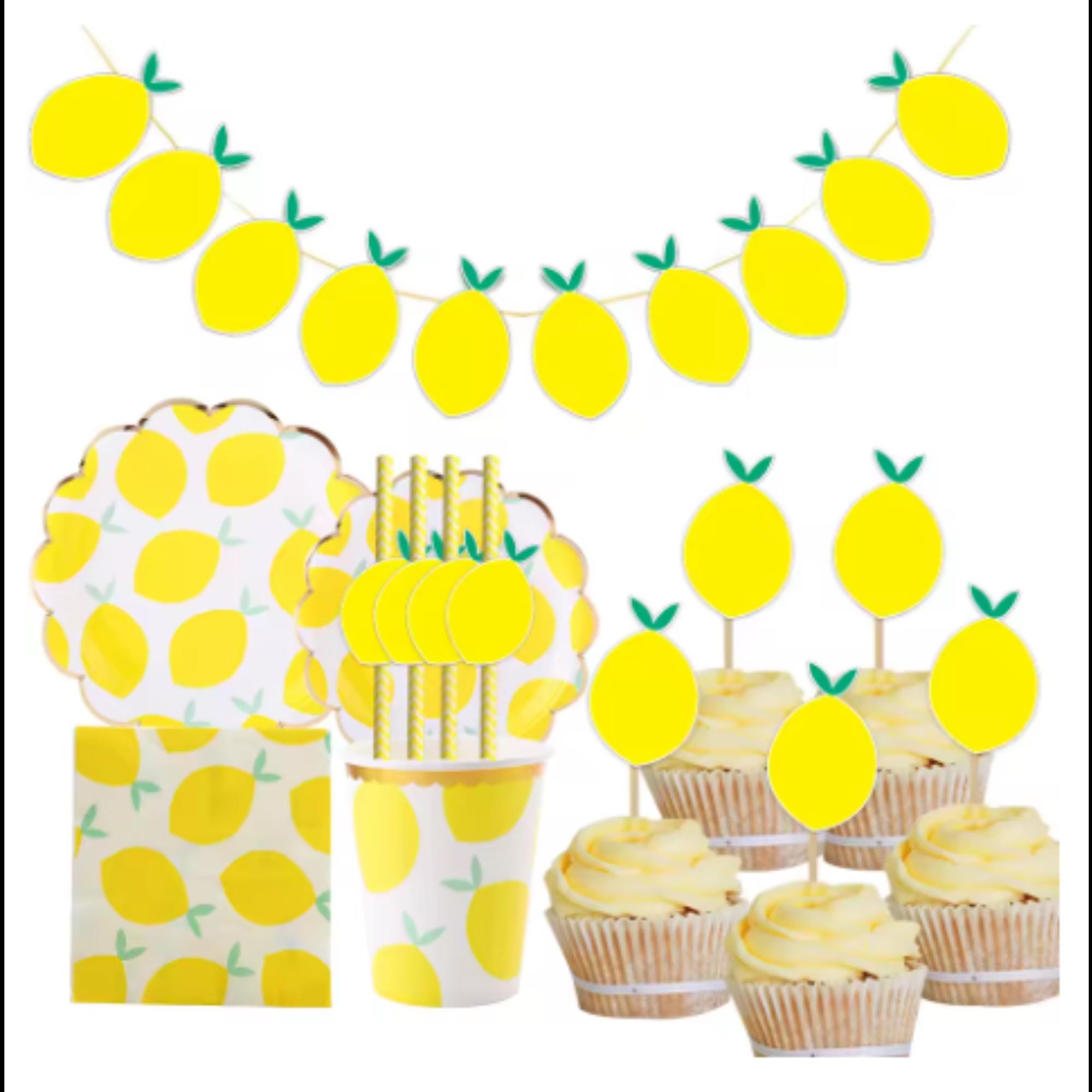 Lemon Party Supplies: Banner, Plates, Napkins, Straws & Stickers - Etsy