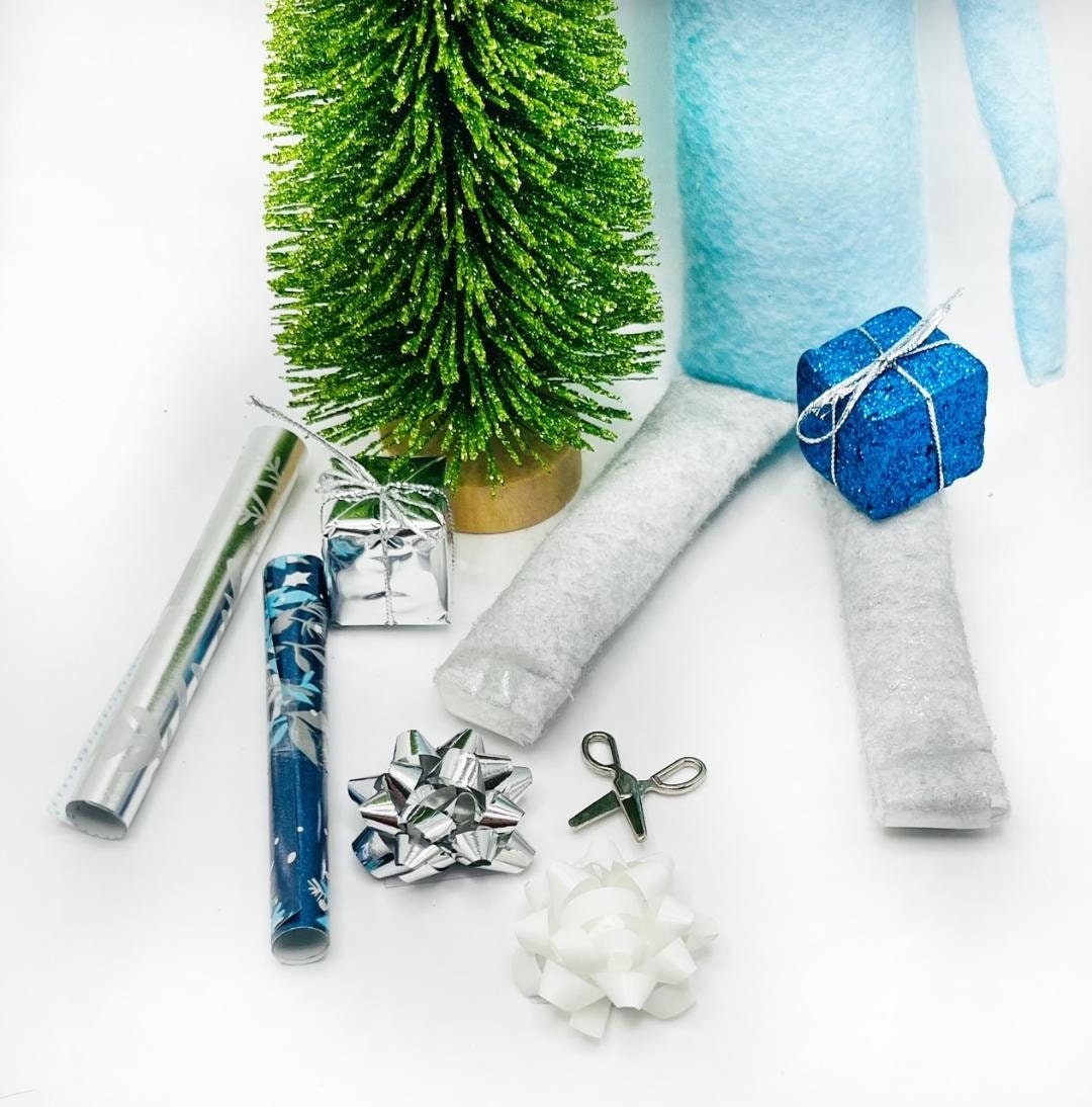 NEW! Hanukkah Elf Prop Gift Wrap Gift Box Miniature Scissors Tiny ...