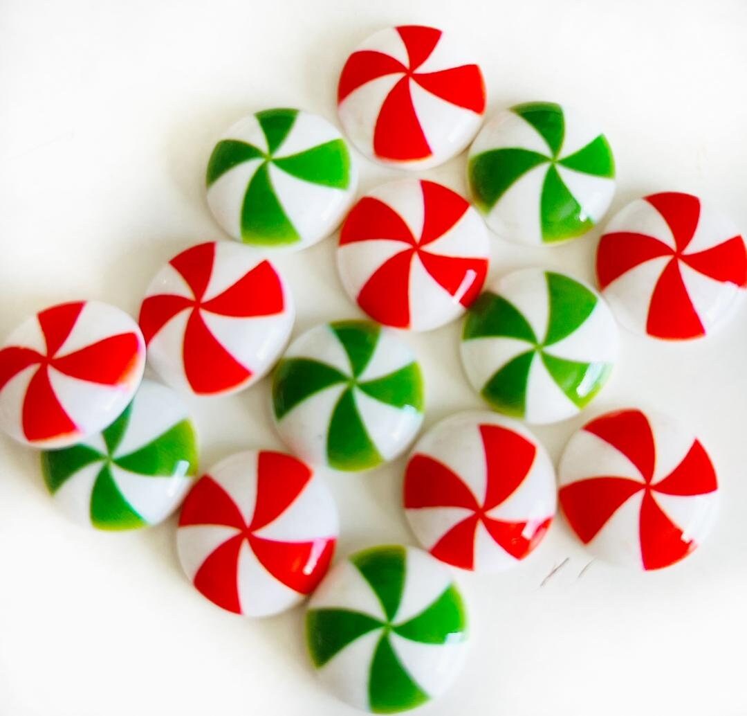 Kawaii Resin Miniature Peppermint Candy Flatbacks Fake Food Toppers ...